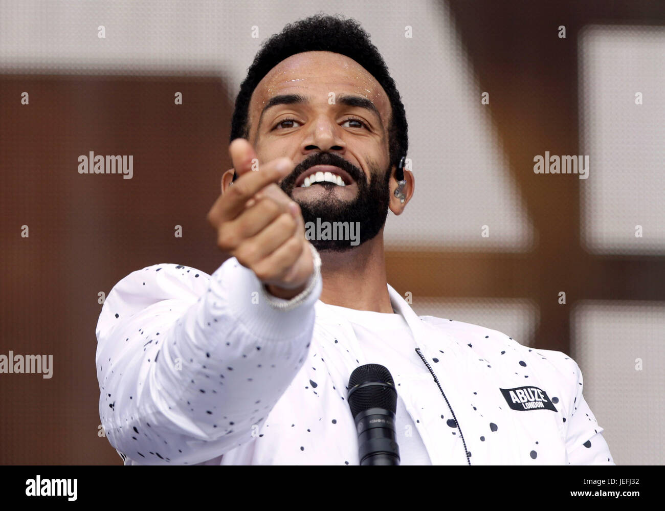 Craig David performing on the Pyramid Stage at Glastonbury Festival, at ...