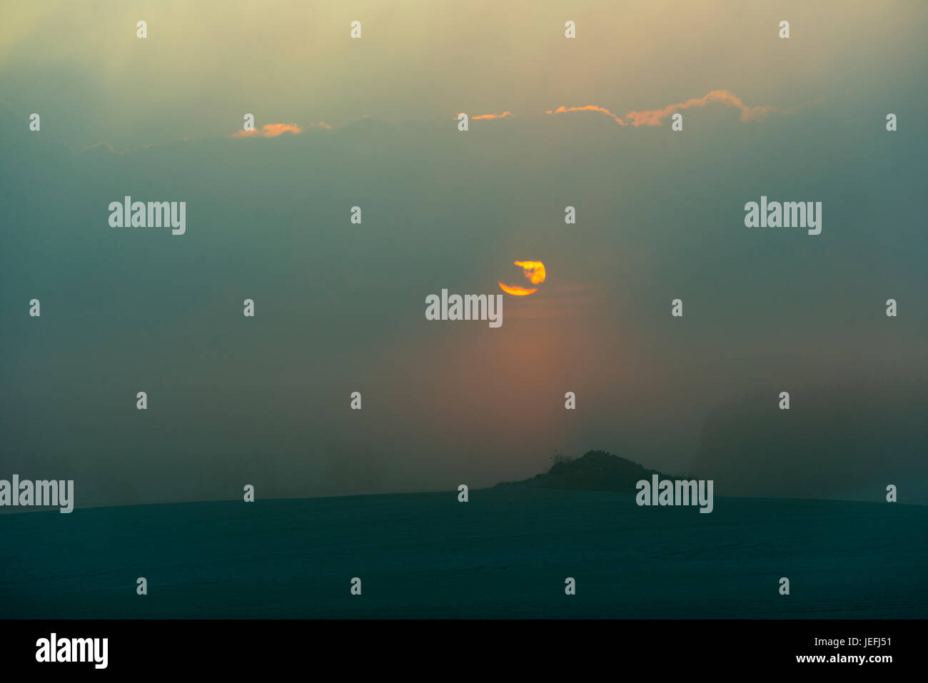 Dramatic sunrise ower an open landscape, Österlen Scania Stock Photo ...