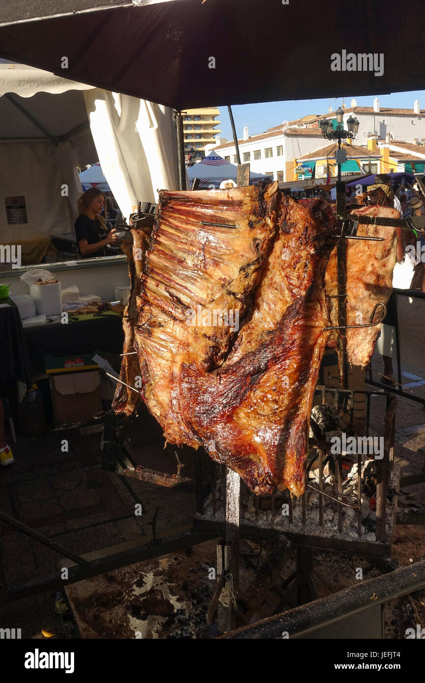 Argentine, Argentinean, style ox beef ribs on bbq, barbecue, Spain ...