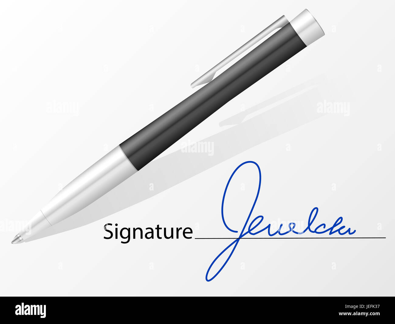Ballpoint pen and signature on a white background Stock Photo - Alamy