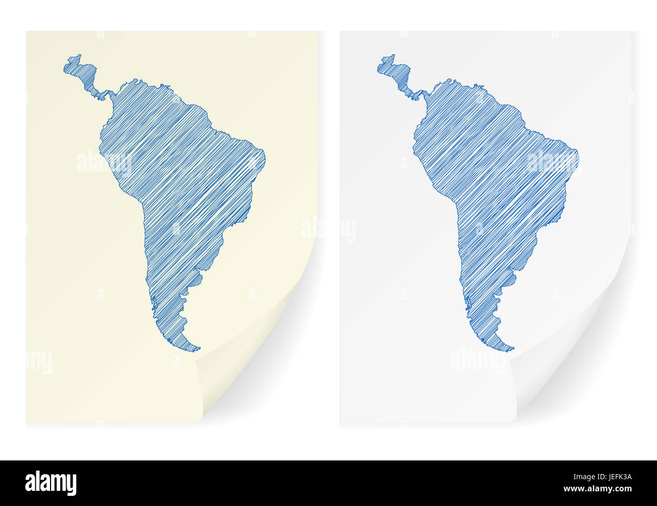 South America scribble map on a white background Stock Photo - Alamy