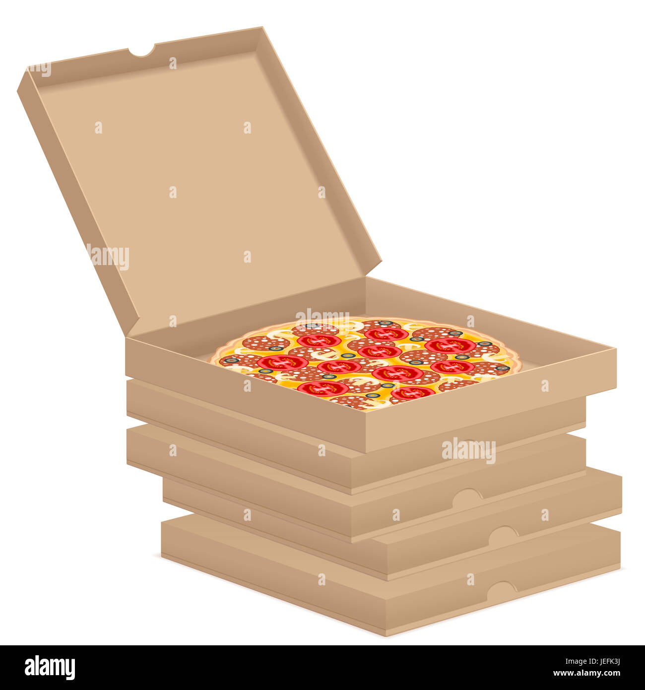 Delicious pizza in box isolated on white background Stock Photo - Alamy