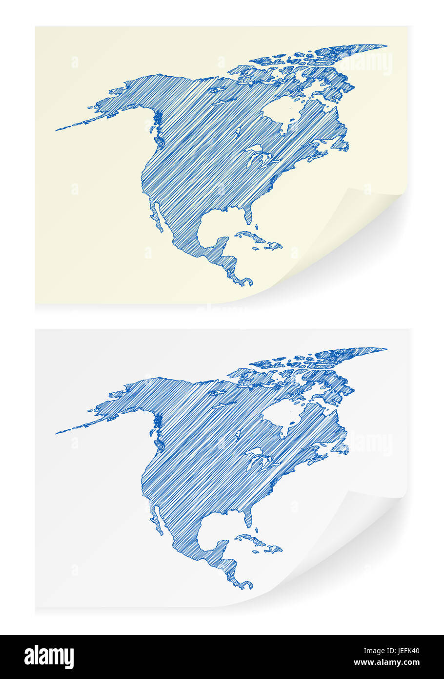 North America scribble map on a white background Stock Photo - Alamy