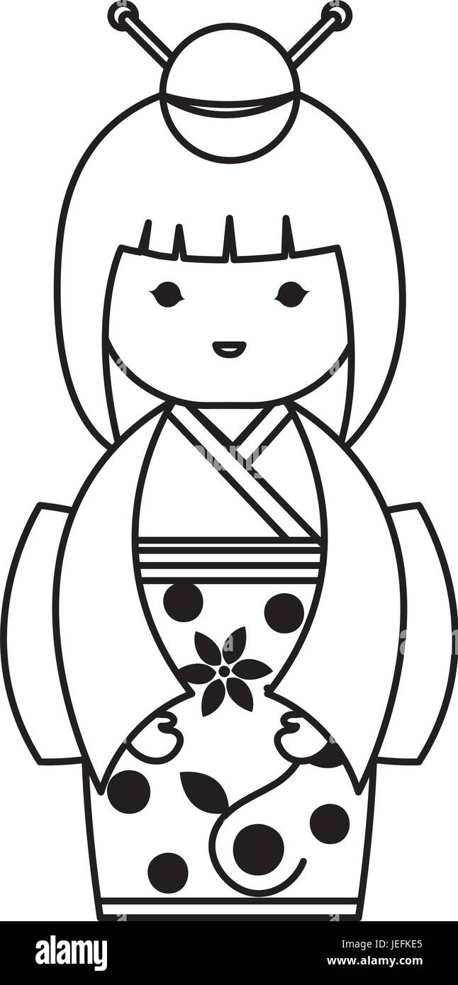 cute Little japanese doll vector illustration design Stock Vector Image ...