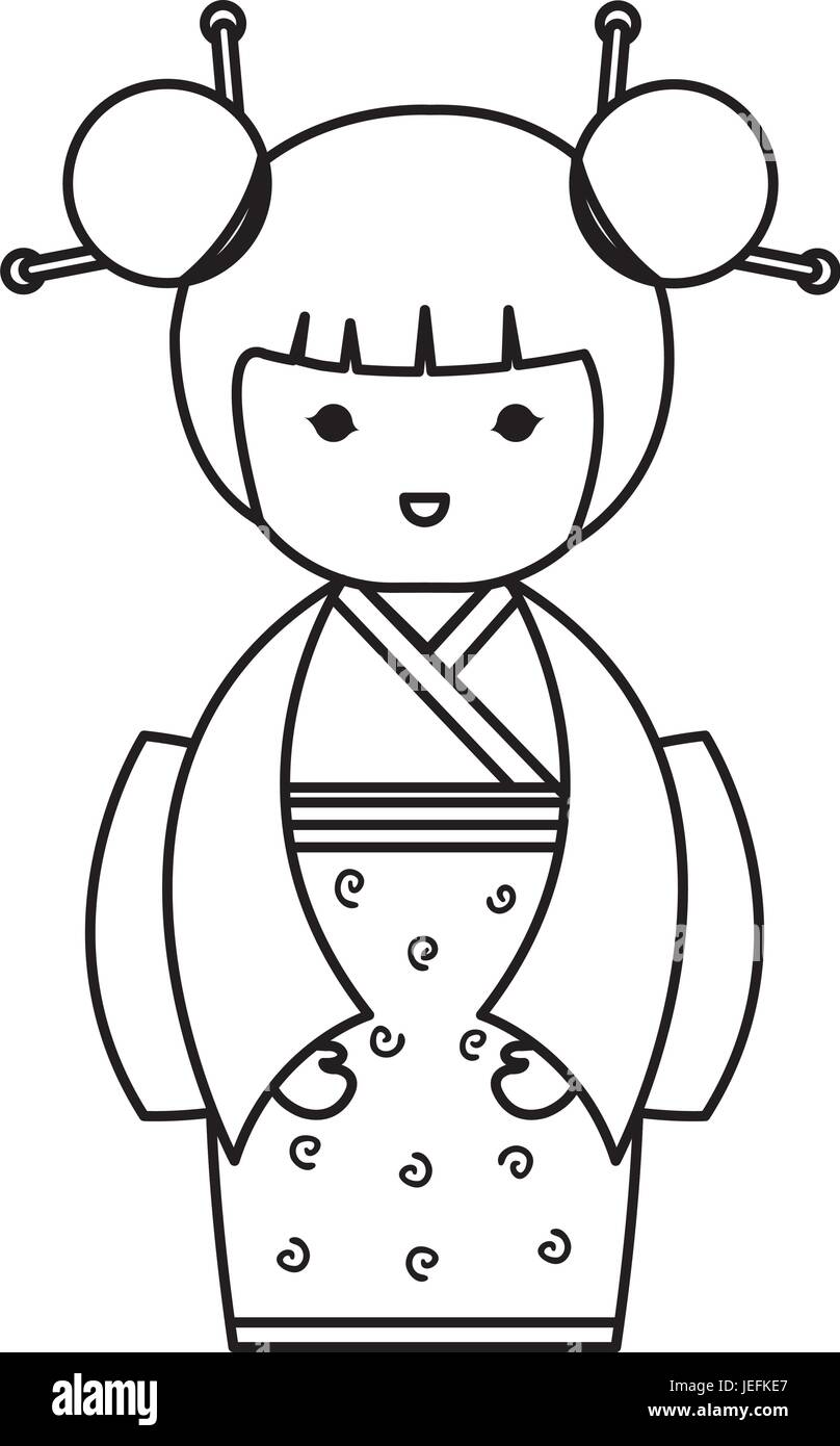 cute Little japanese doll vector illustration design Stock Vector Image ...