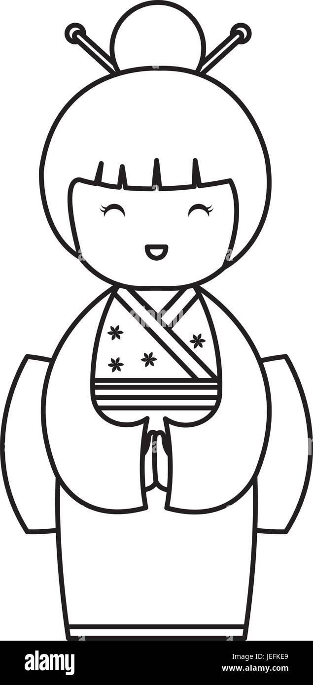 cute Little japanese doll vector illustration design Stock Vector Image ...