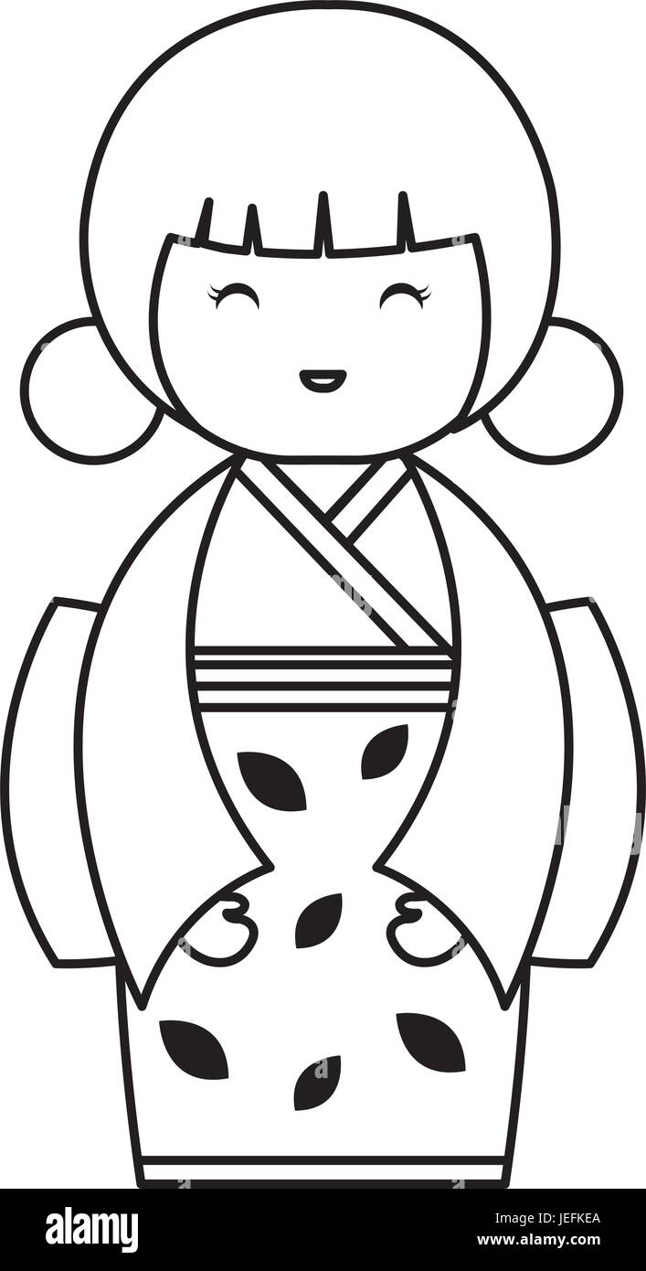 cute Little japanese doll vector illustration design Stock Vector Image ...