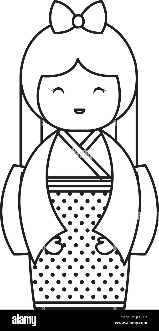 cute Little japanese doll vector illustration design Stock Vector Image ...