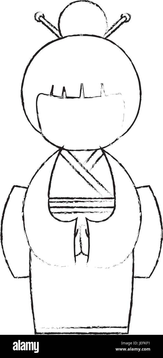 cute Little japanese doll vector illustration design Stock Vector Image ...