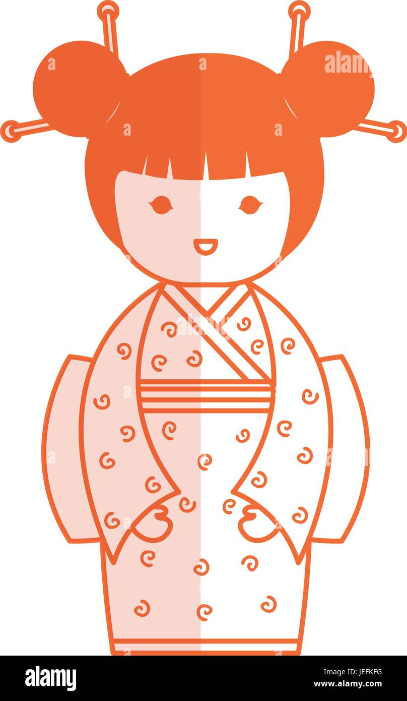 cute Little japanese doll vector illustration design Stock Vector Image ...