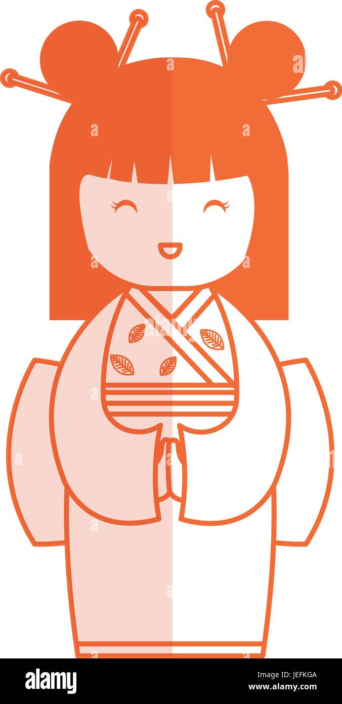 cute Little japanese doll vector illustration design Stock Vector Image ...