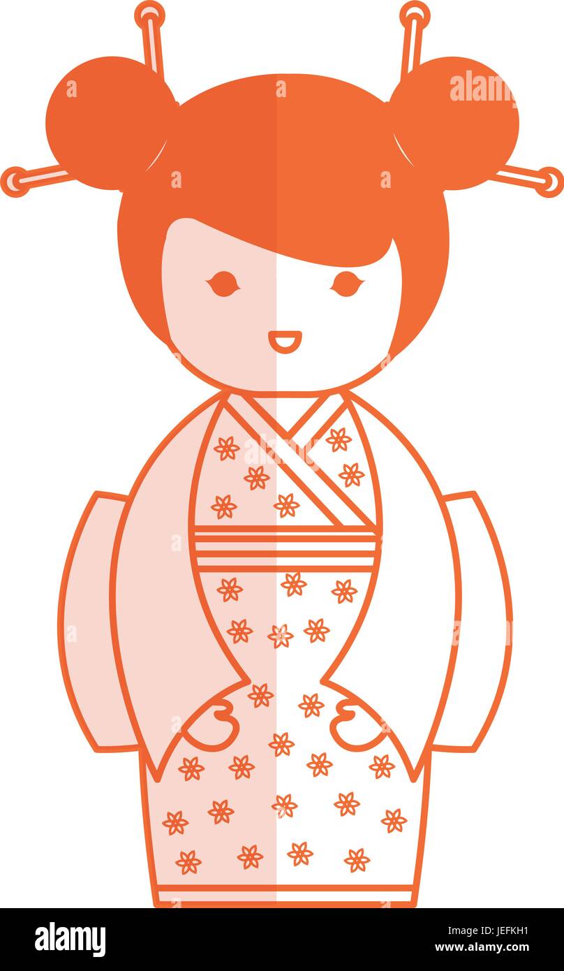 cute Little japanese doll vector illustration design Stock Vector Image ...