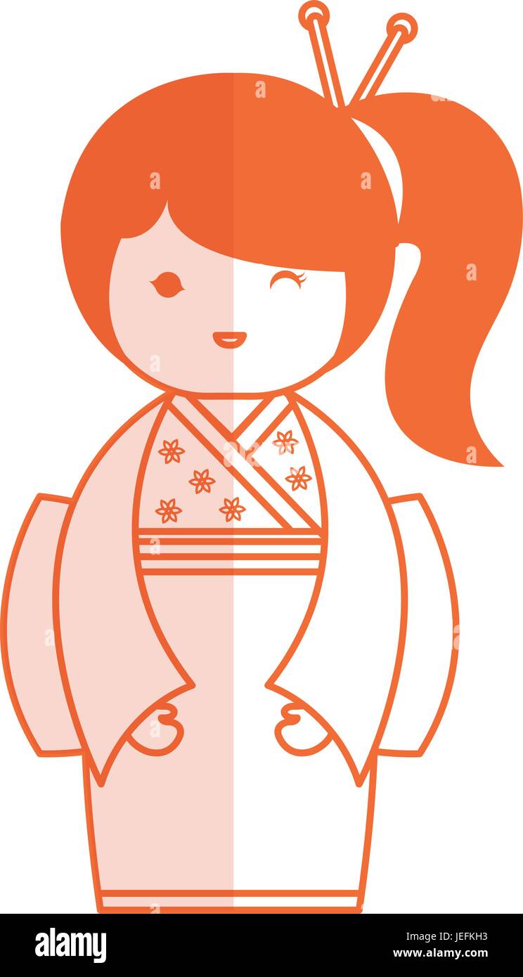 cute Little japanese doll vector illustration design Stock Vector Image ...