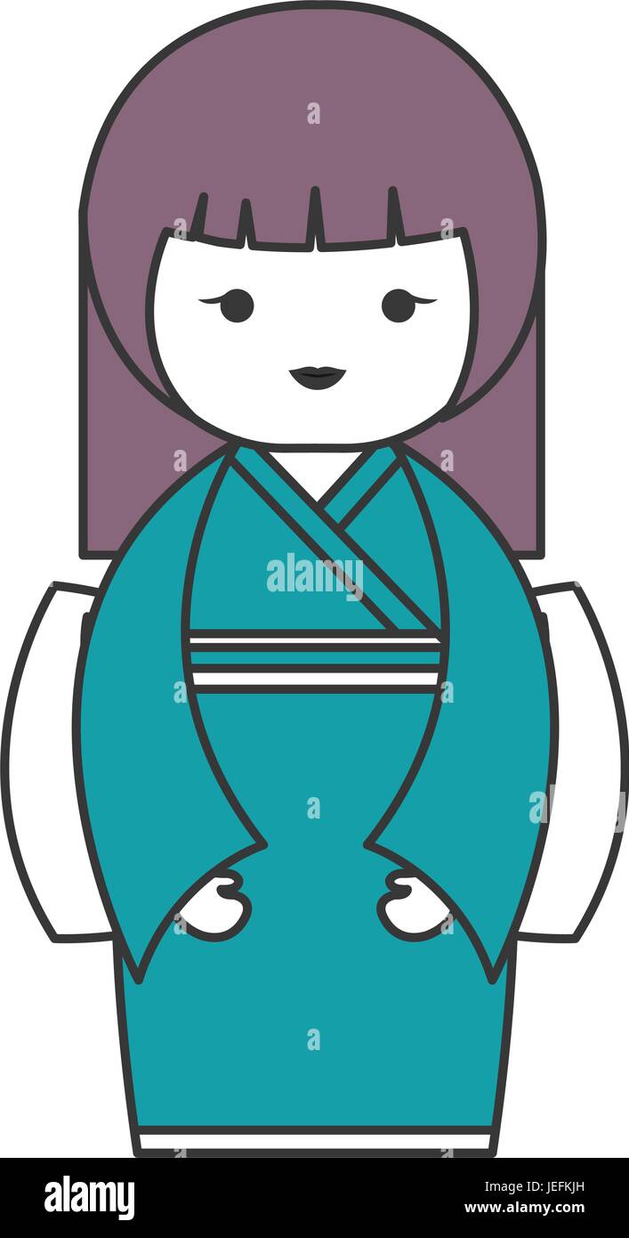 cute Little japanese doll vector illustration design Stock Vector Image ...