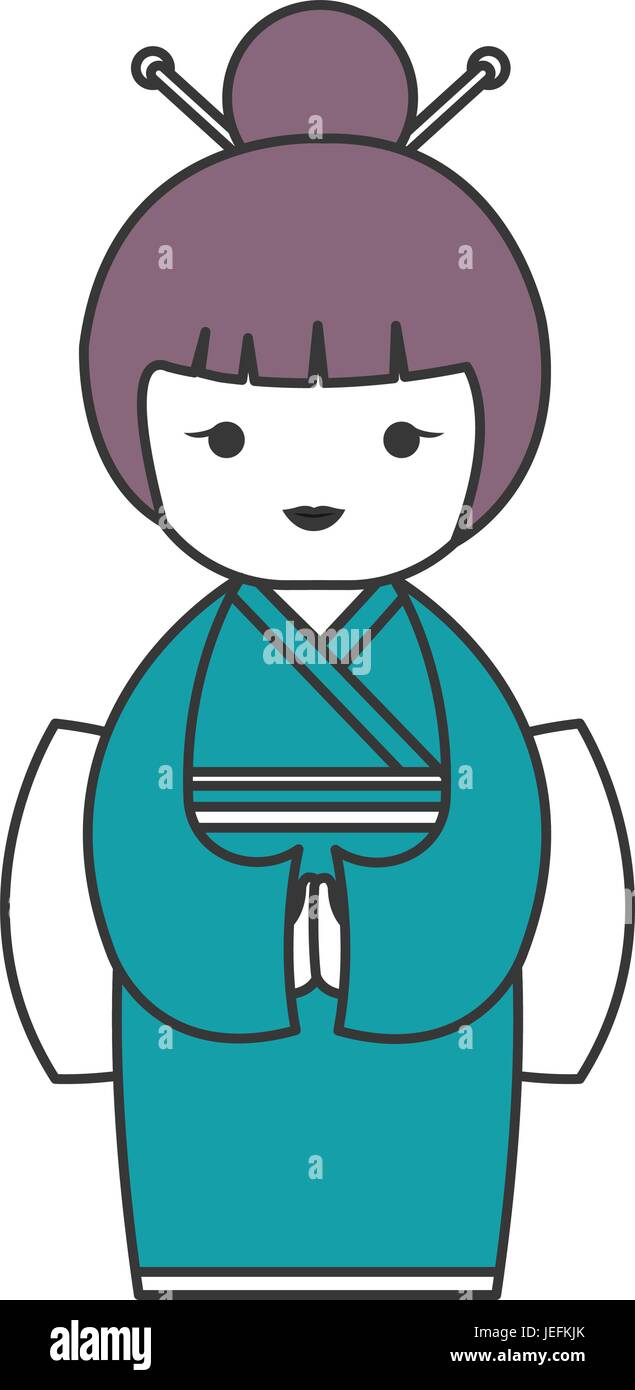 cute Little japanese doll vector illustration design Stock Vector Image ...