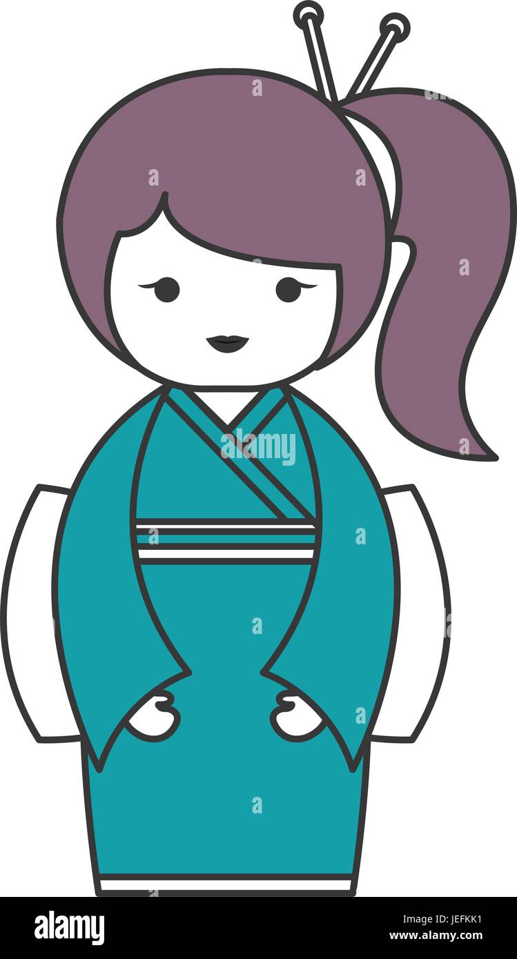 cute Little japanese doll vector illustration design Stock Vector Image ...