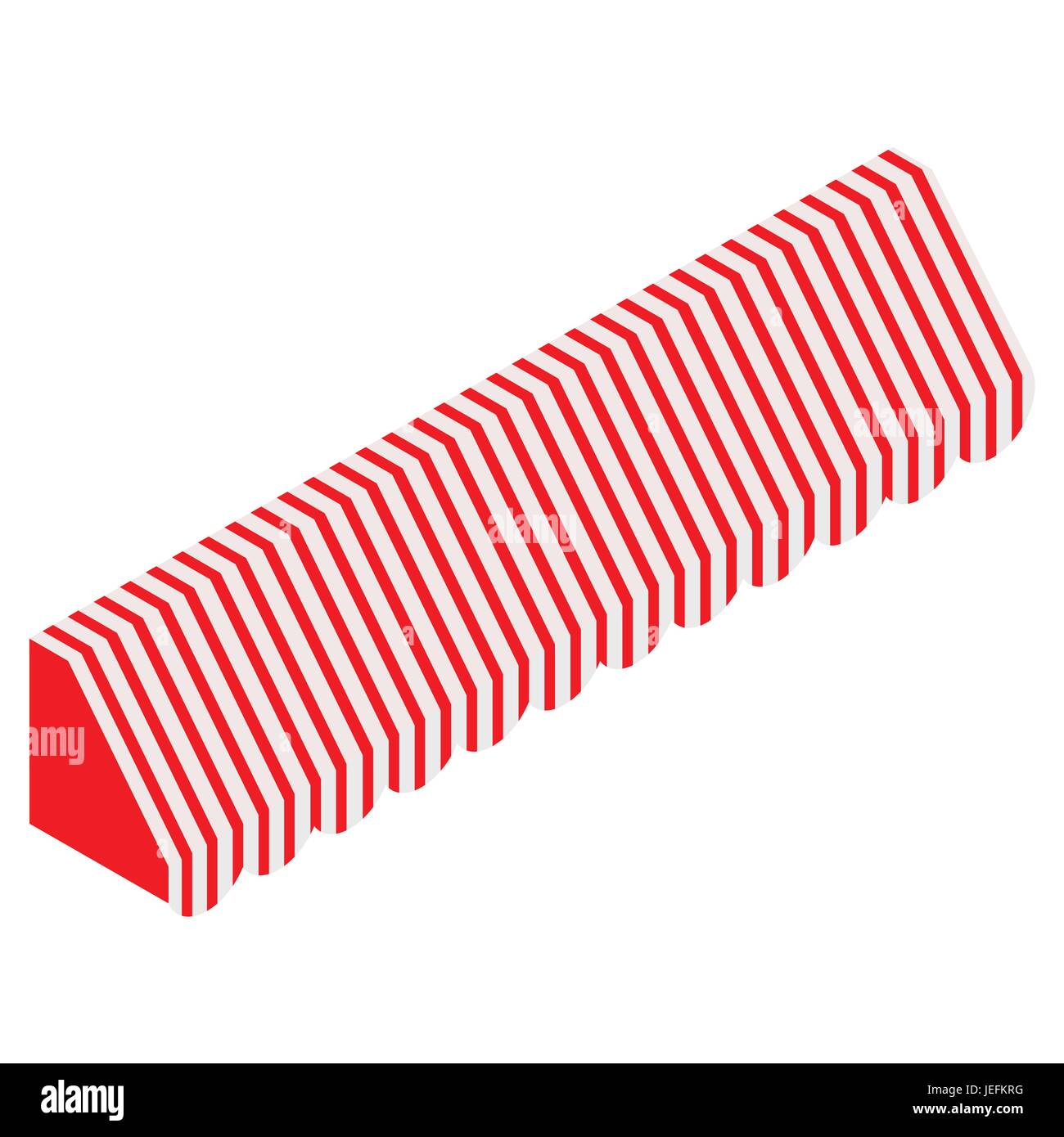 Vector illustration 3d isometric perspective striped awning for shop ...