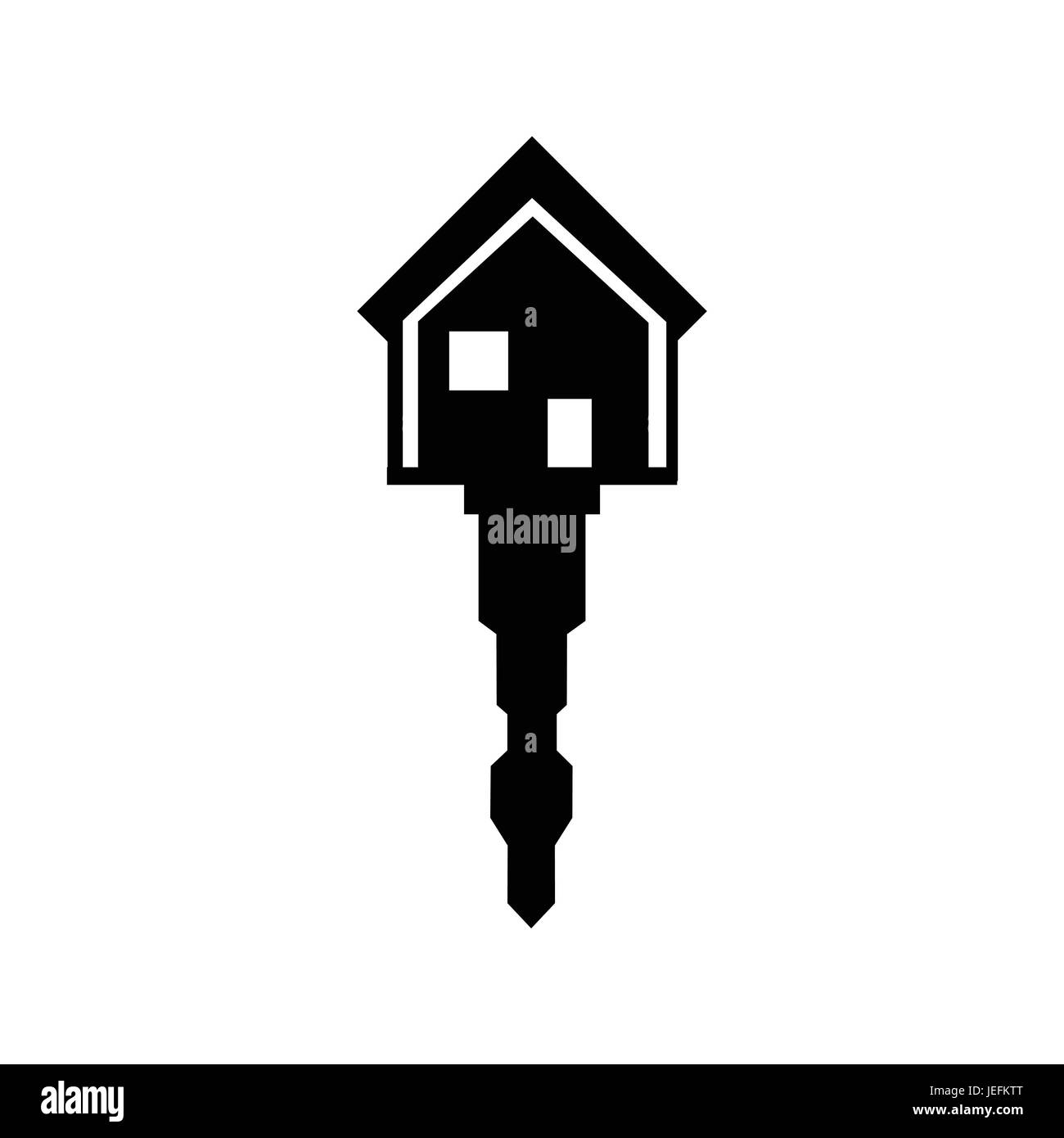 Vector illustration key of house symbol, sign, icon black silhouette ...