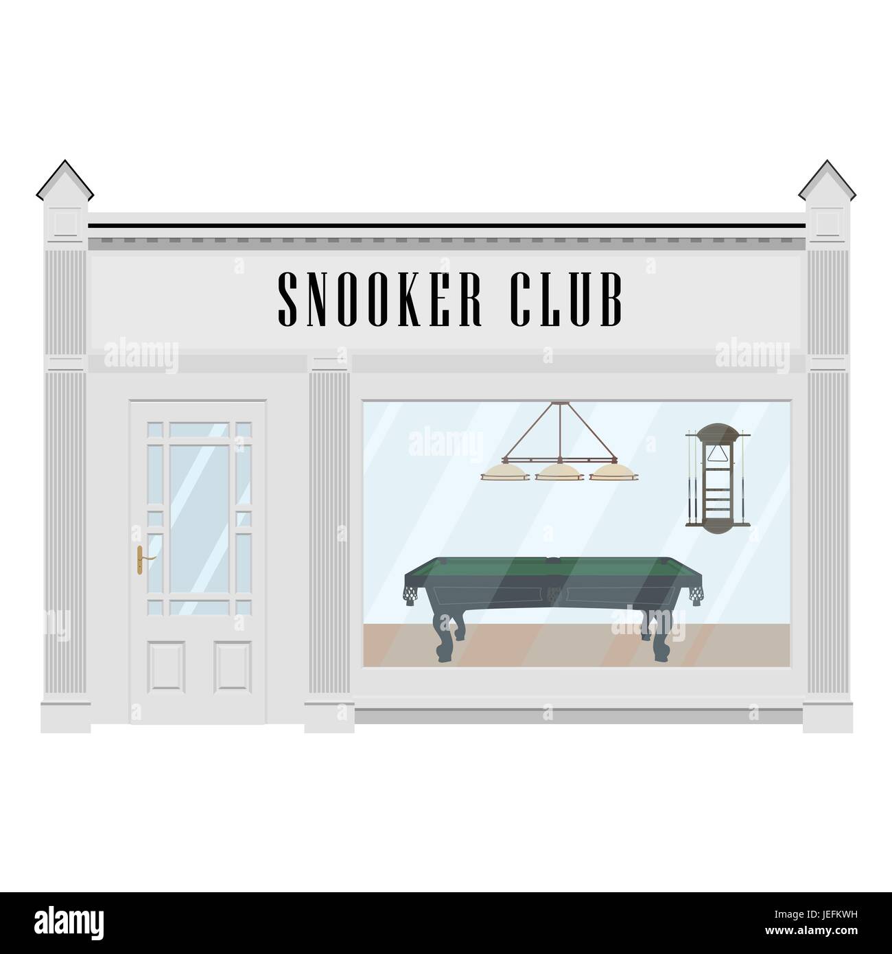 Vector illustration snooker club building facade. Game club icon Stock ...