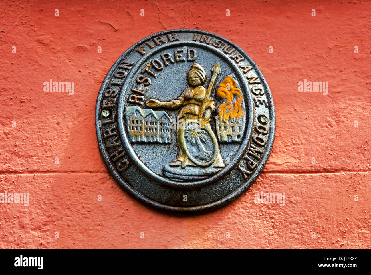 Antique Fire Insurance marks on historic buildings in Charleston, South ...