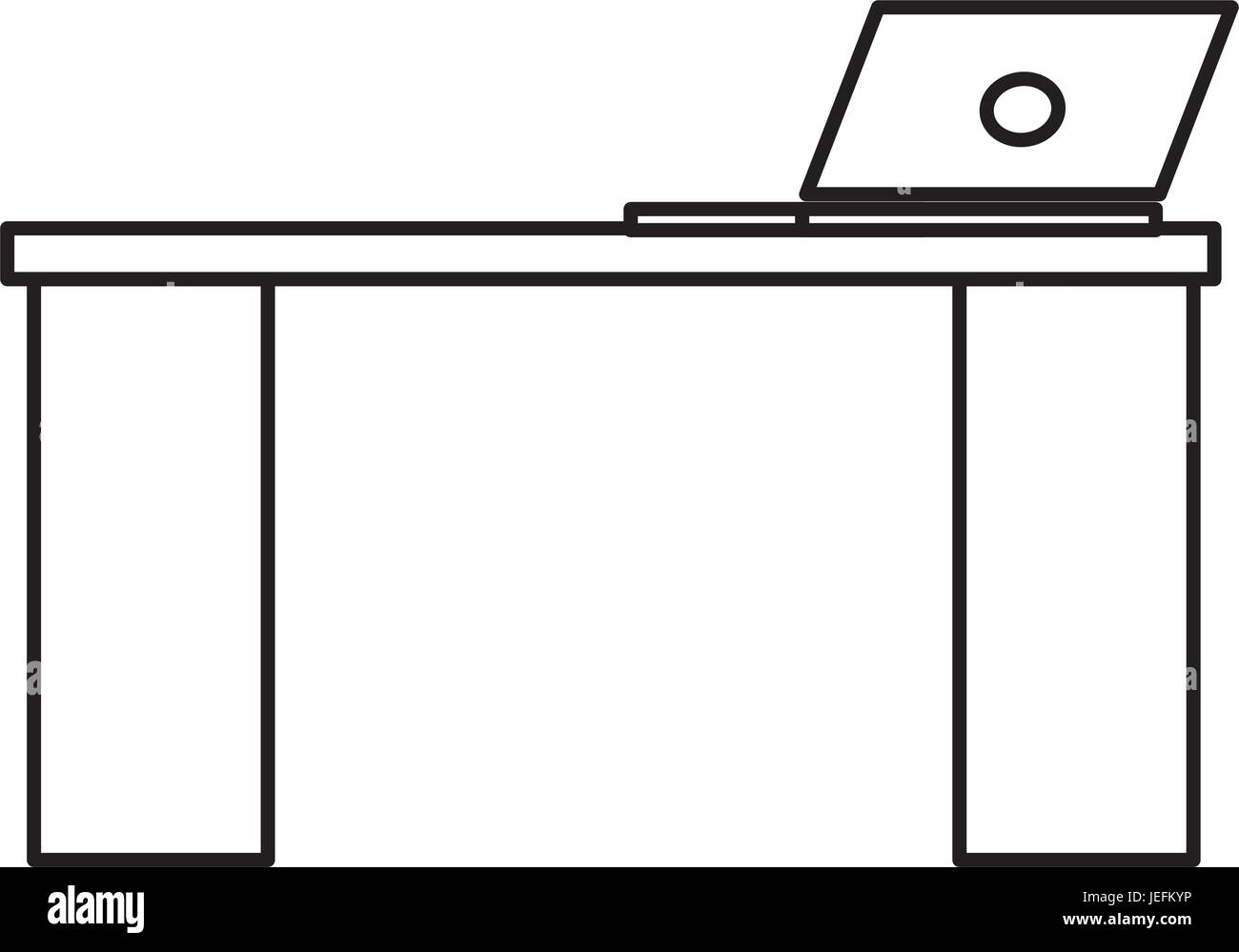 office desk with laptop vector illustration design Stock Vector Image ...