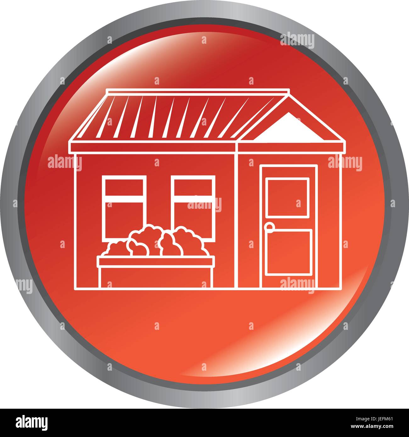button with house icon over white background vector illustration Stock ...