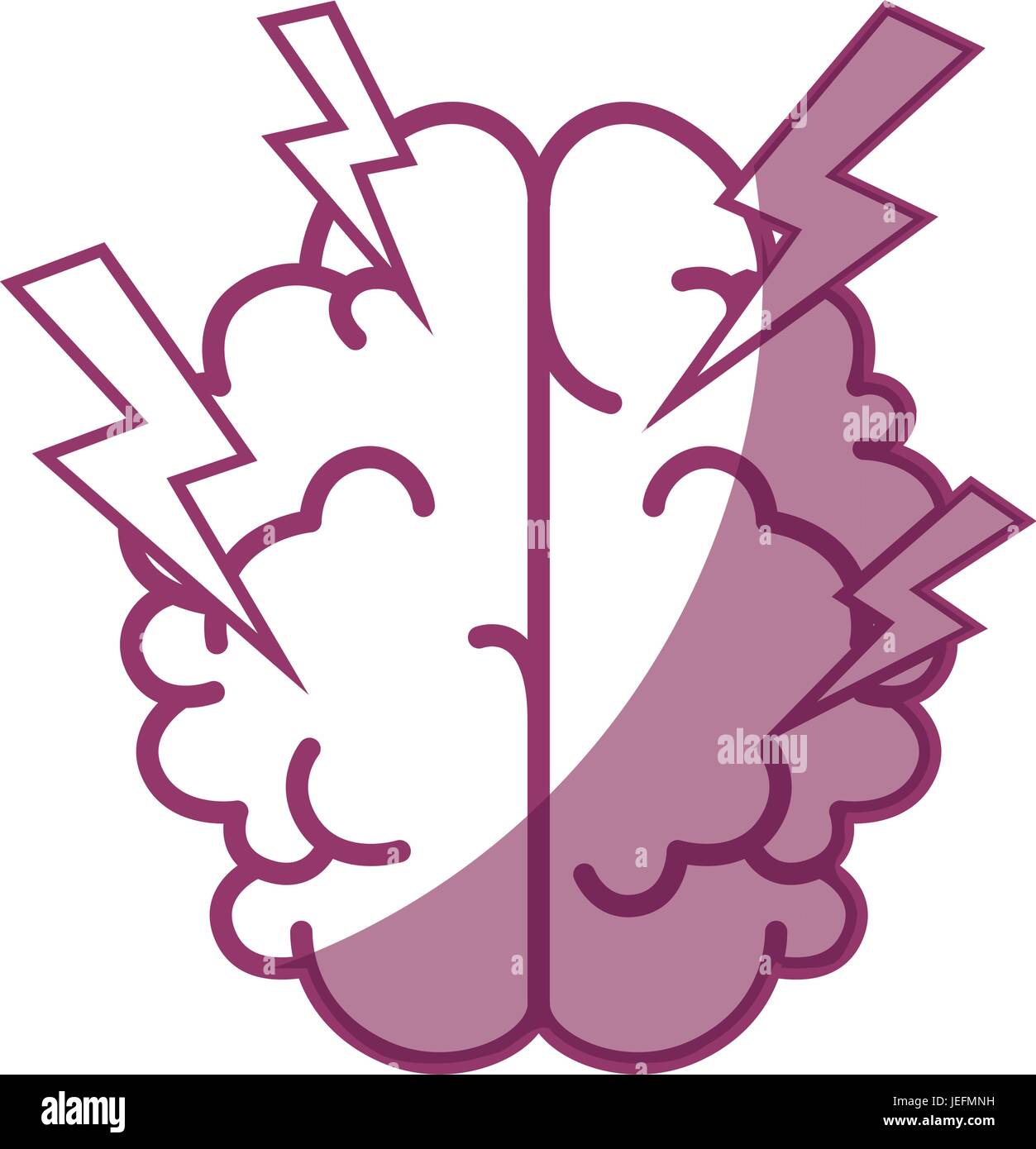 Brain with bolts icon over white background vector illustration Stock ...