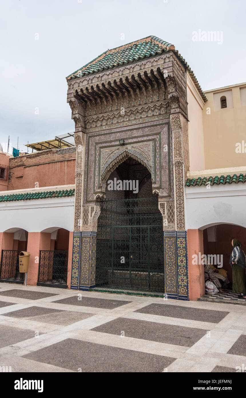 Marrakesh, Morocco - May 3, 2017: Courtyard of mosque Zaouia de Sidi ...