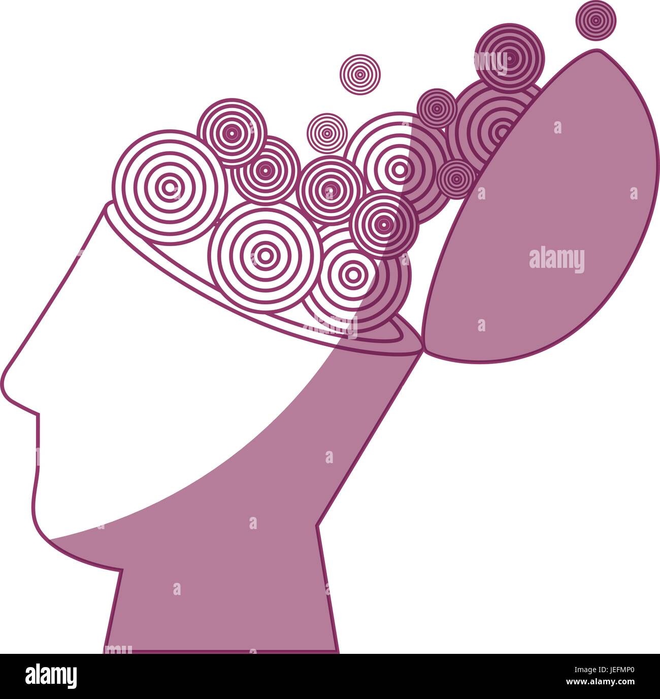 human head and circular shapes icon over white background vector ...