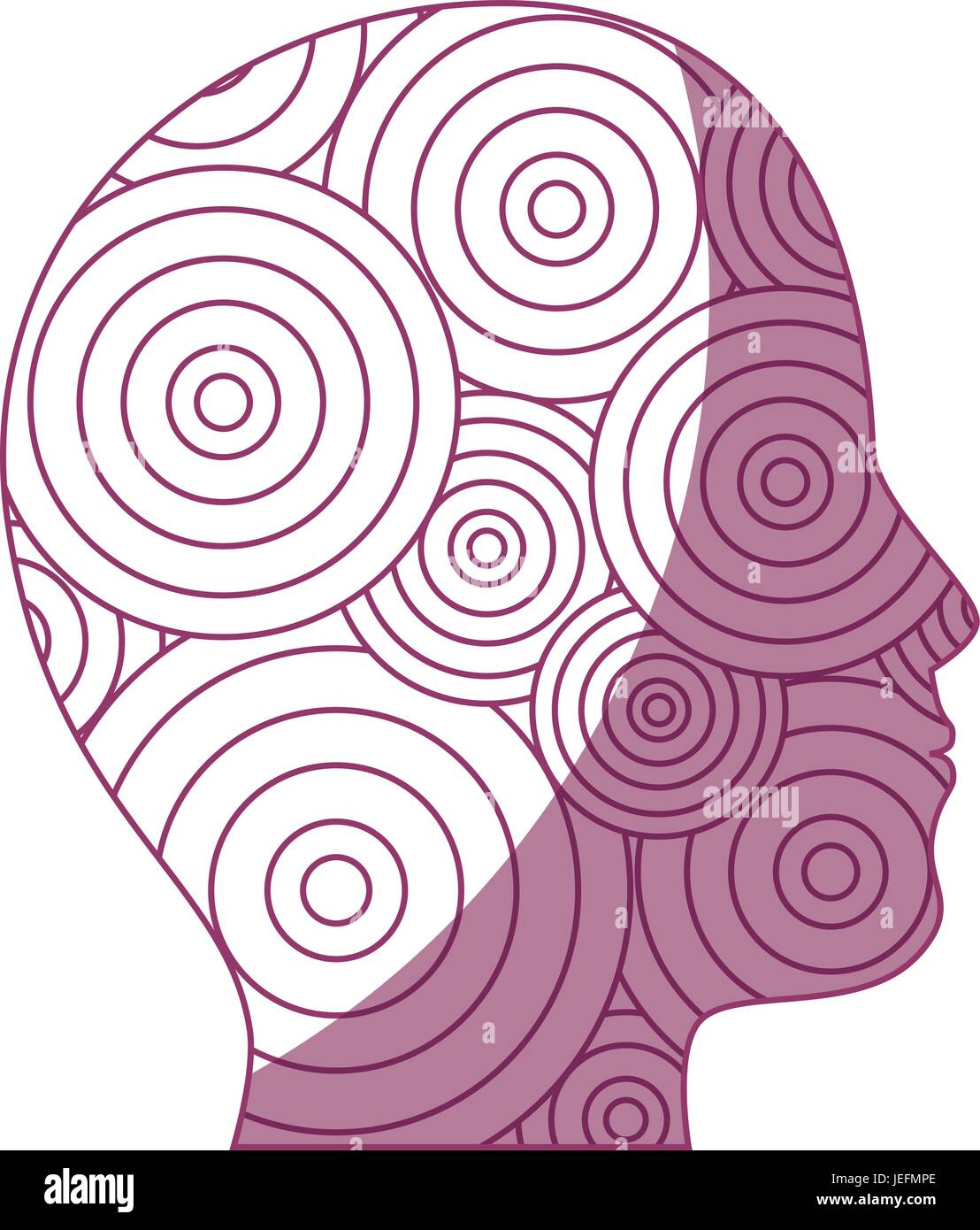 human head with circular shapes icon over white background vector ...