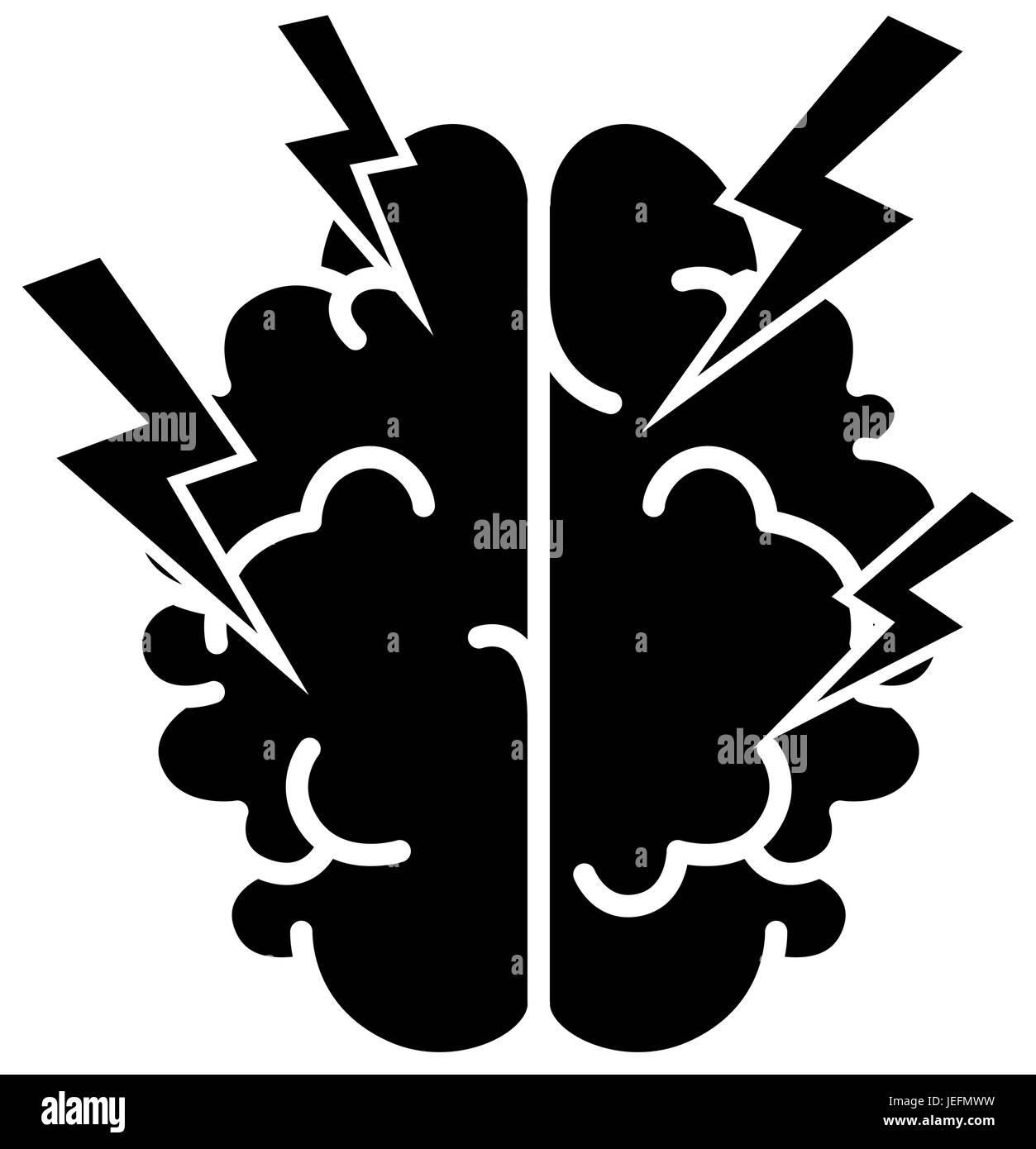 Brain with bolts icon over white background vector illustration Stock ...