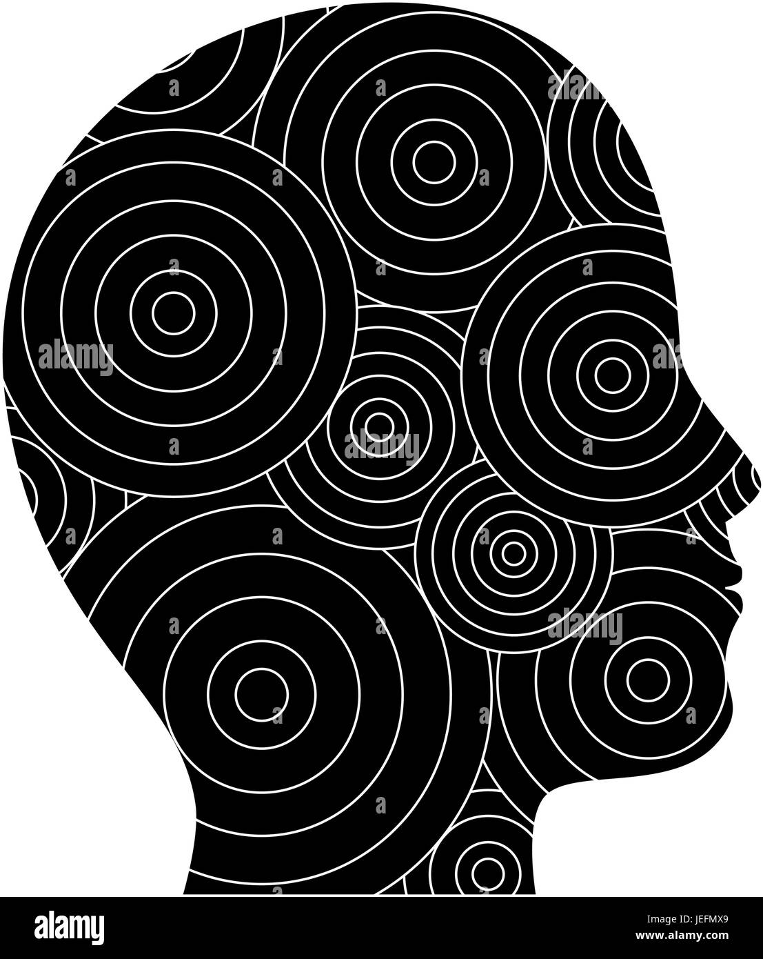 human head with circular shapes icon over white background vector ...