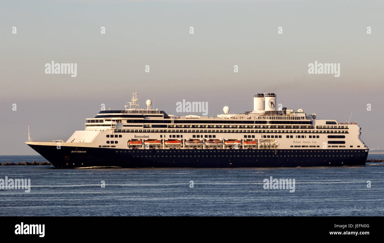 ROTTERDAM, NETHERLANDS - SEP 8, 2012: Cruise ship MS Rotterdam leaving ...