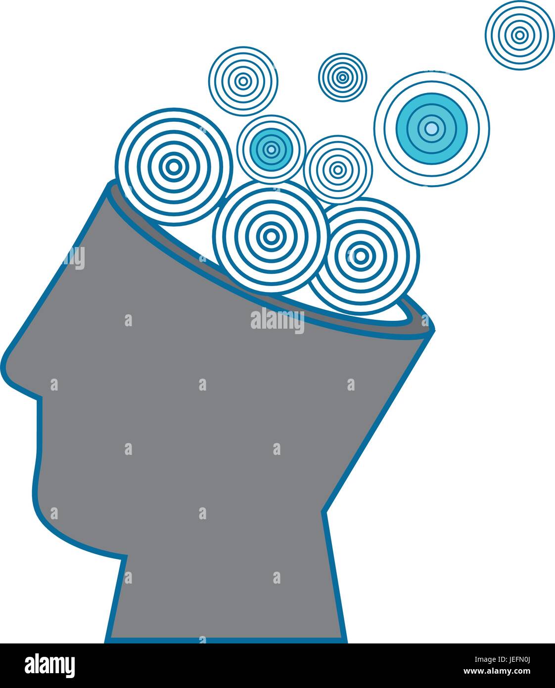 head with colorful circular shapes icon over white background vector ...