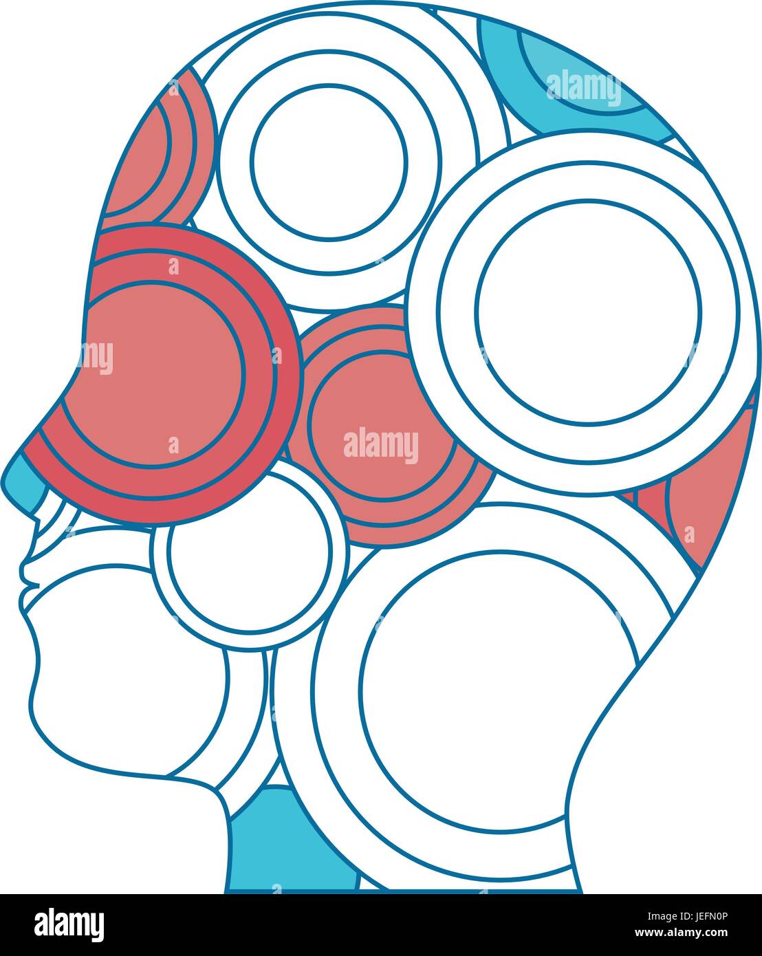 head with colorful circular shapes icon over white background vector ...