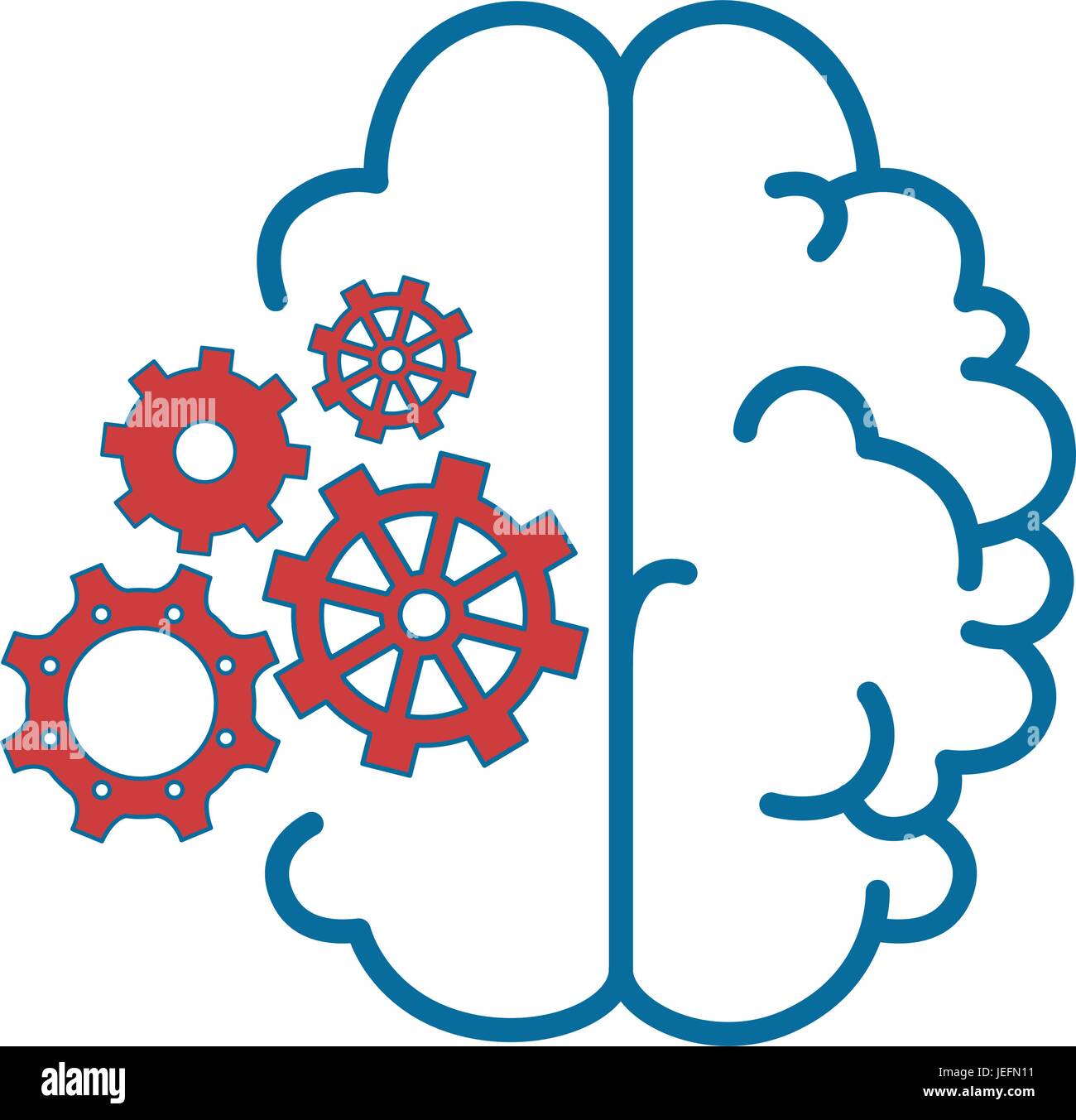 brain with gear wheels icon over white background vector illustration ...