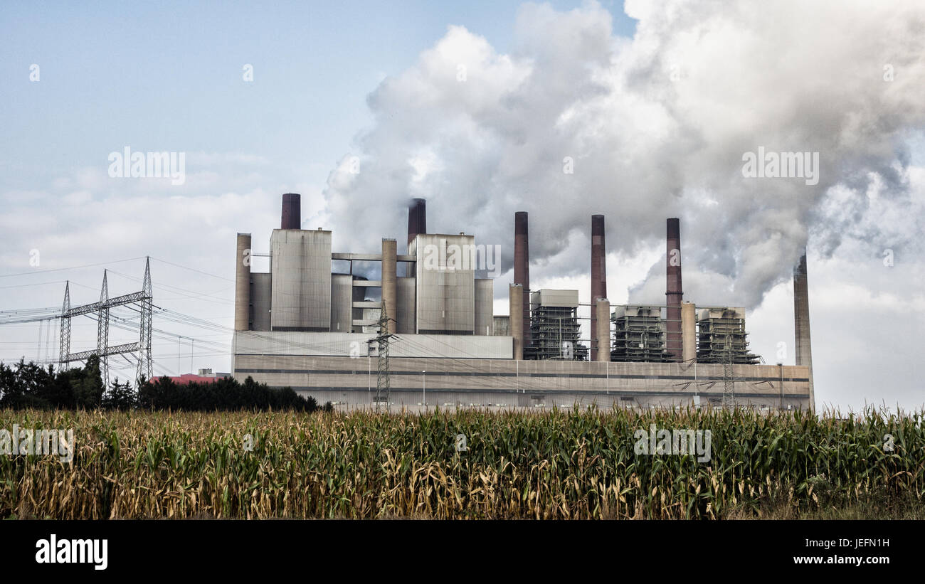 Brown coal power station with a smokestack Stock Photo - Alamy
