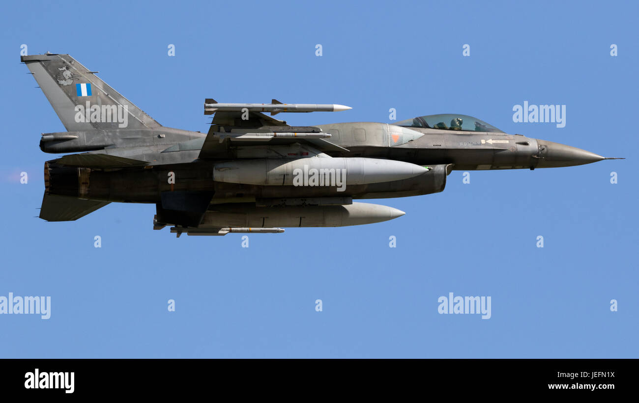 LARISSA, GREECE - MAY 4, 2017: Hellenic Air Force F-16 fighter jet ...