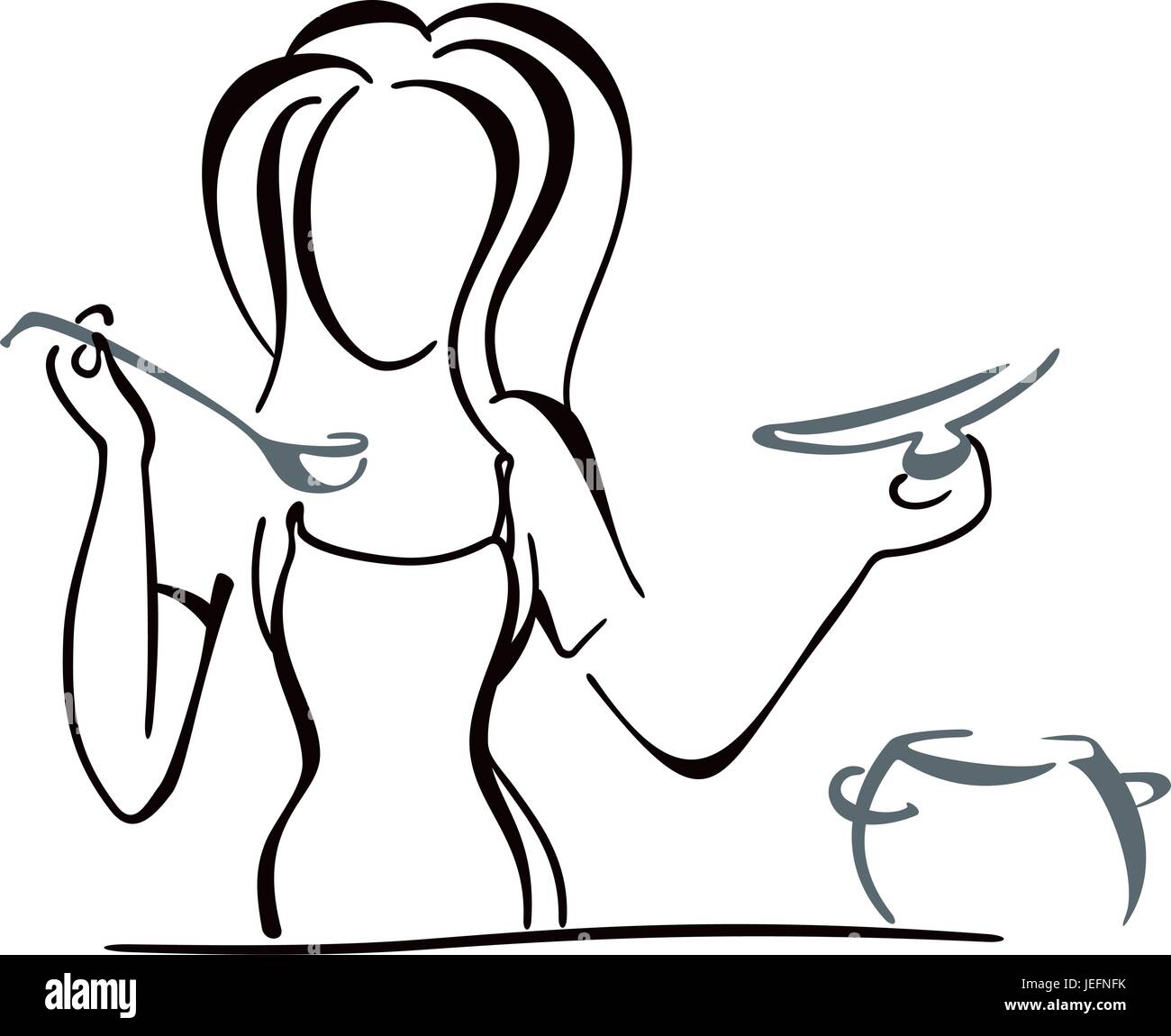 Isolated sketch cooking pot Stock Vector Images - Alamy