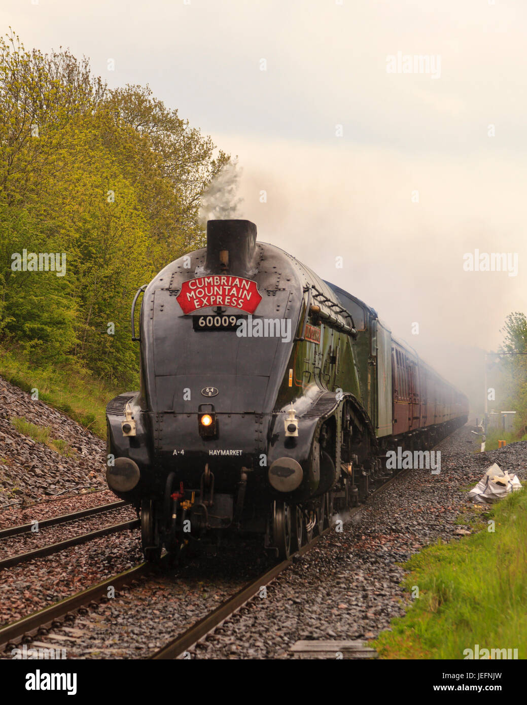 Preserved steam locomotive, Union of South Africa, heads the Cumbrian ...
