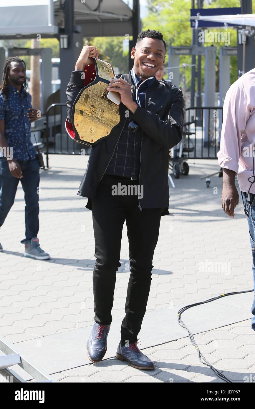Chris Blue seen at Universal Studios where he was interviewed by Mario ...