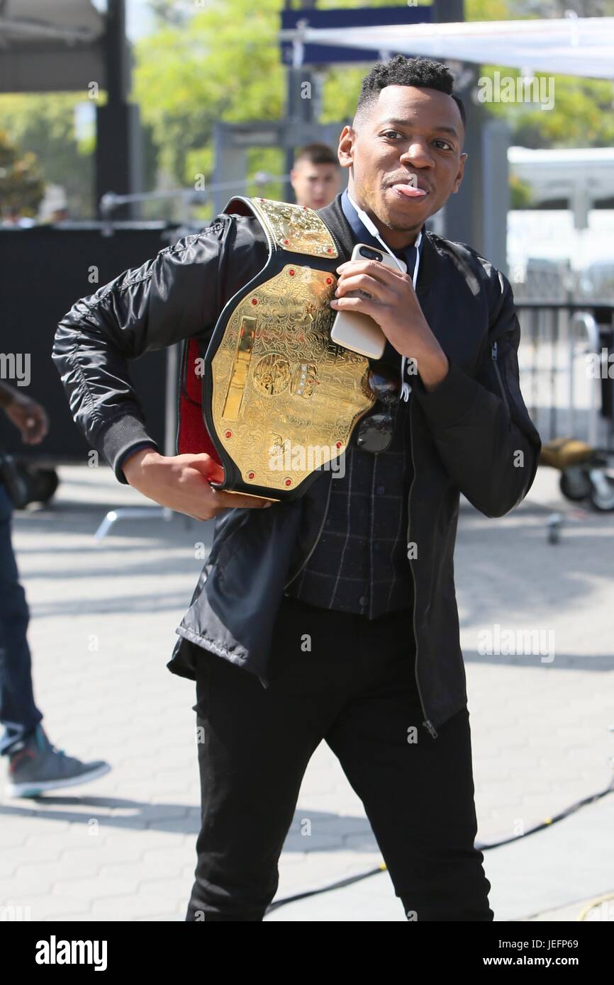 Chris Blue seen at Universal Studios where he was interviewed by Mario ...
