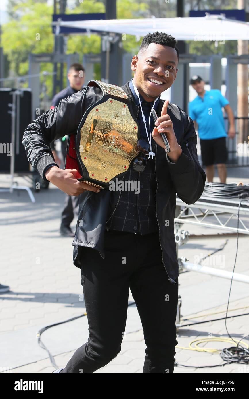 Chris Blue seen at Universal Studios where he was interviewed by Mario ...