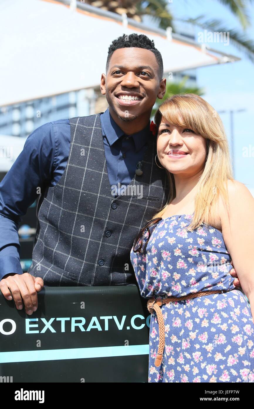 Chris Blue seen at Universal Studios where he was interviewed by Mario ...