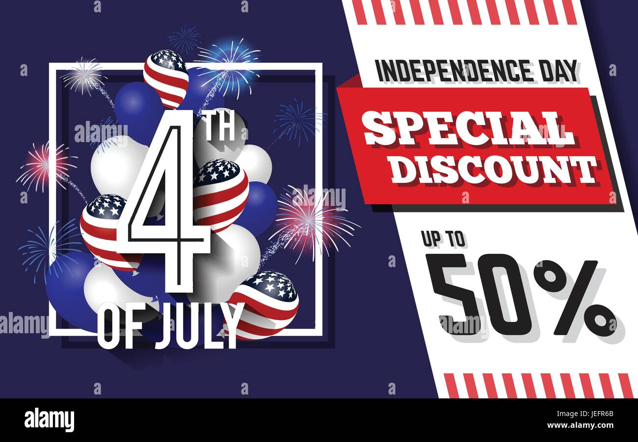 4TH of July Celebration Discount Promotion Background Design with ...