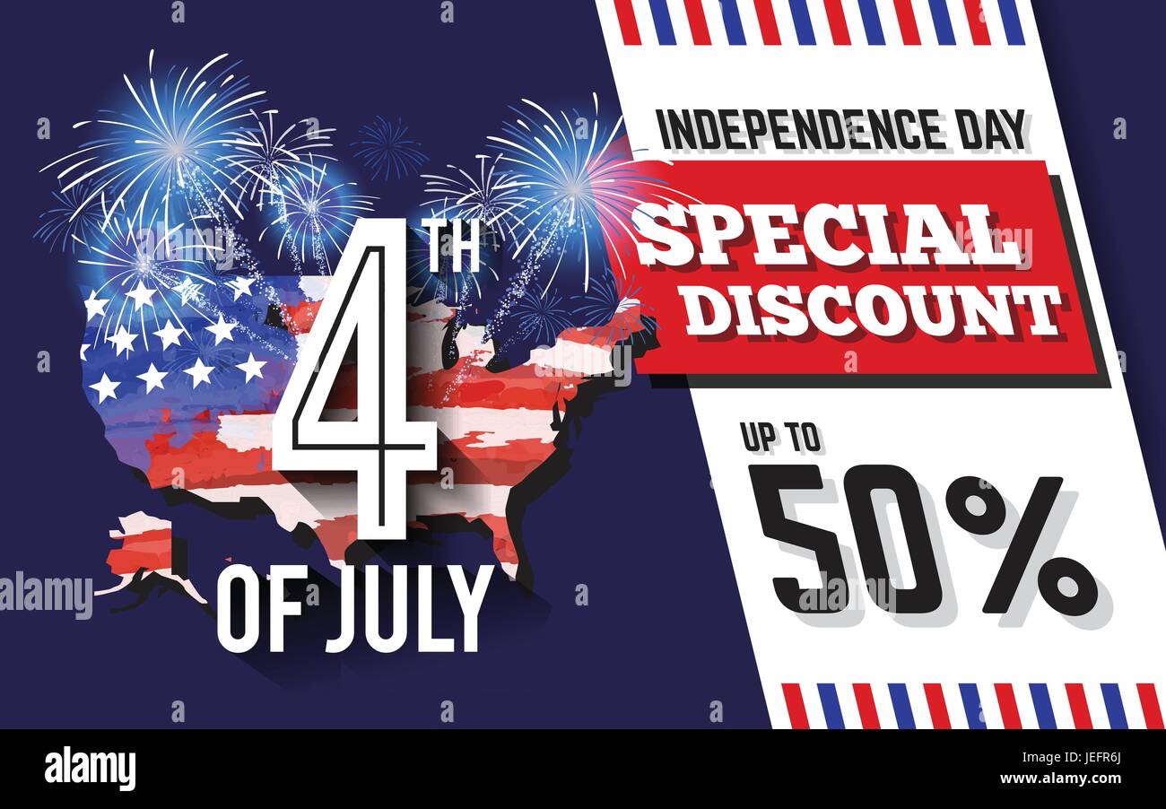 4TH of July Celebration Discount Promotion Background Design with USA ...