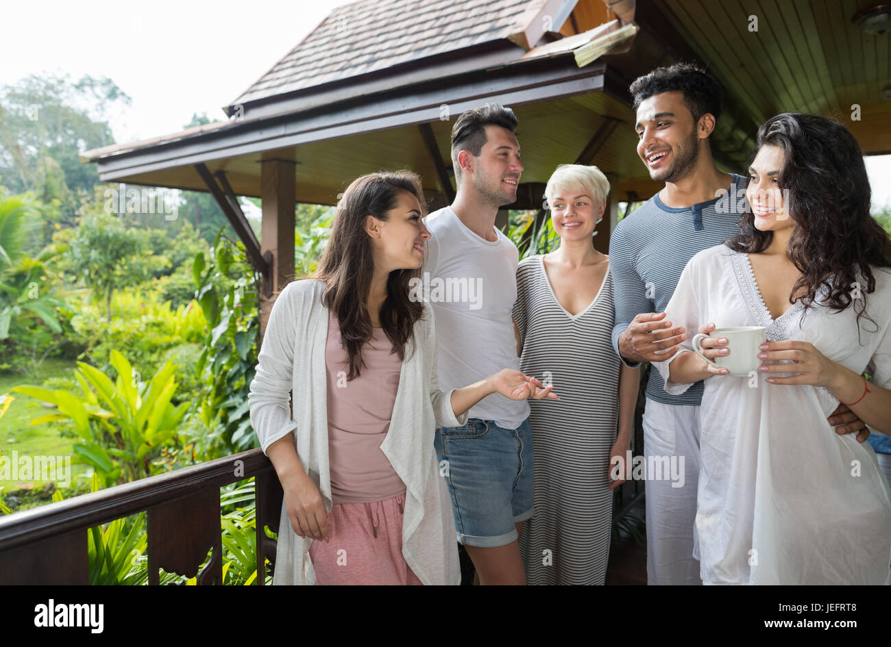 Male friends hotel balcony hi-res stock photography and images - Alamy