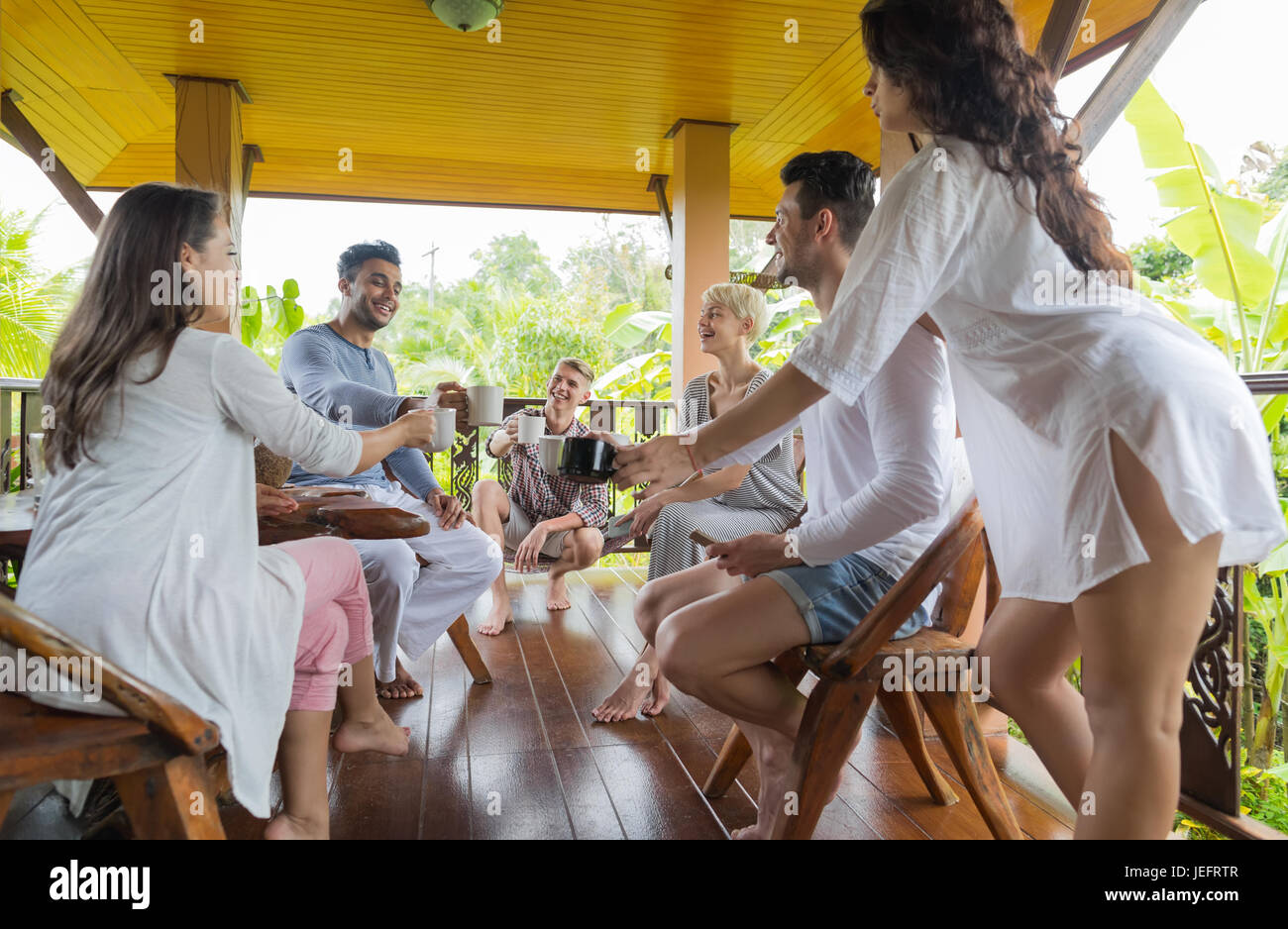 Friends hotel balcony hi-res stock photography and images - Alamy
