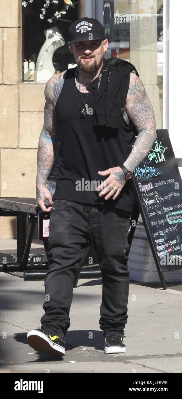 Benji Madden leaving a Barber shop with his brother Josh Madden, in ...