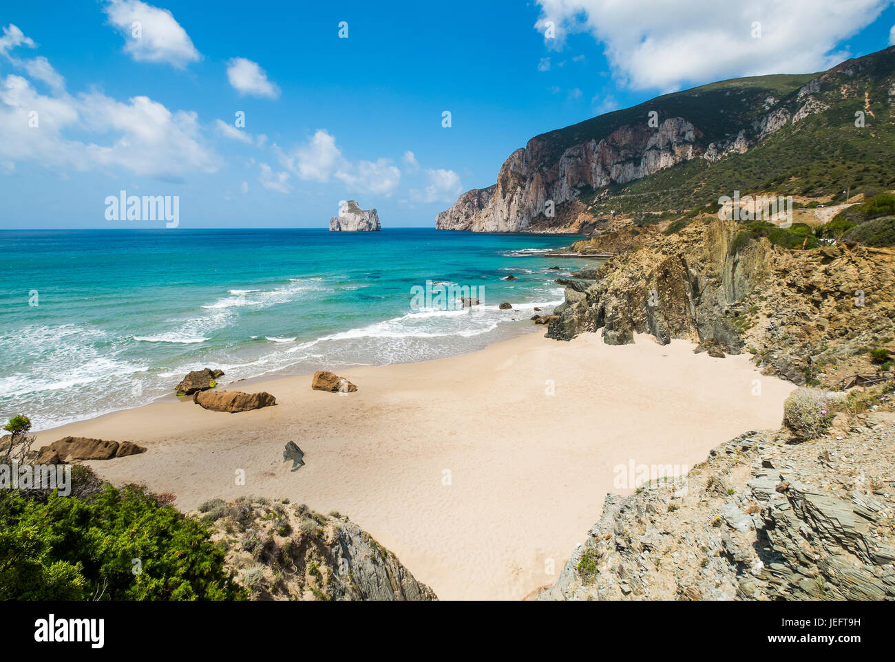 Masua beach in west coast of Sardinia, Italy Stock Photo - Alamy